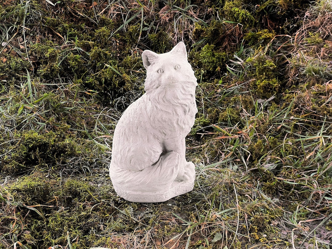Cat Garden Statue Concrete Cat Sculpture Outdoor Memorial Garden ...