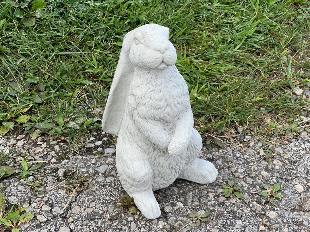 Rabbit Garden Statue Stone Hare Sculpture Concrete Bunny Figurine ...