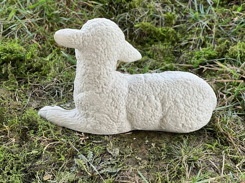 Concrete Sheep Garden Statue – Realistic Lamb Figurine for Farmhouse ...