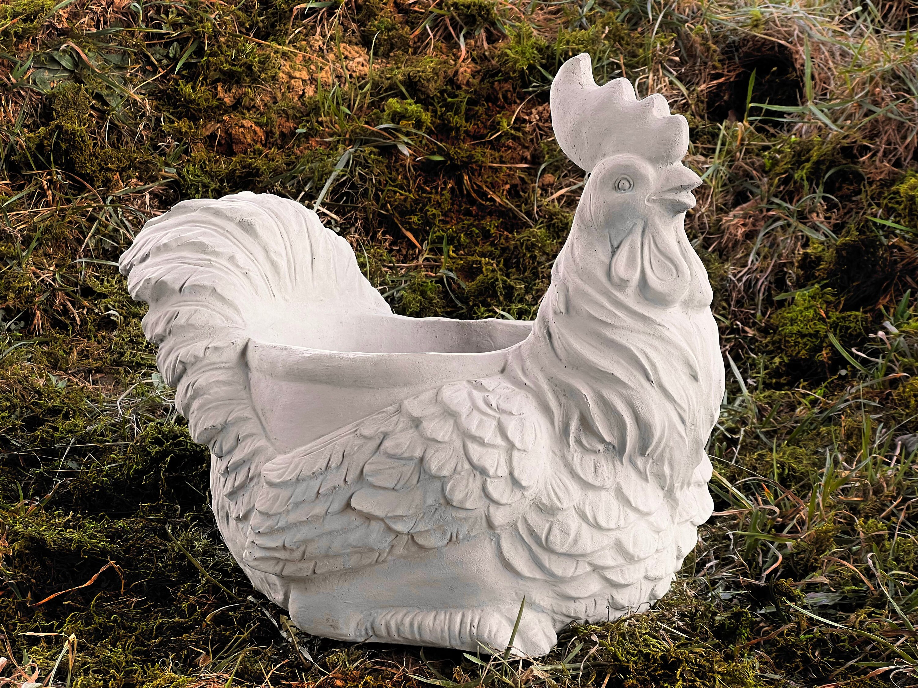 Concrete Rooster Statue Large 17 Flower Pot Chicken Pot Figurine ...