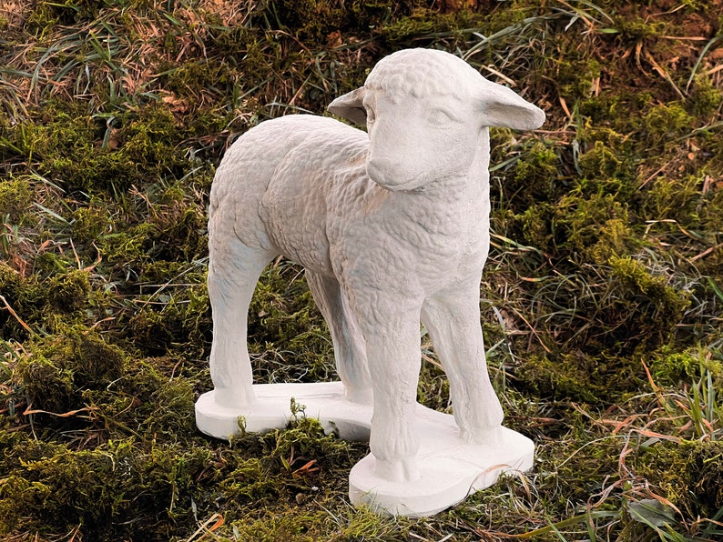 Stone Sheep Garden Statue Lamb Concrete Figurine Realistic Animal ...