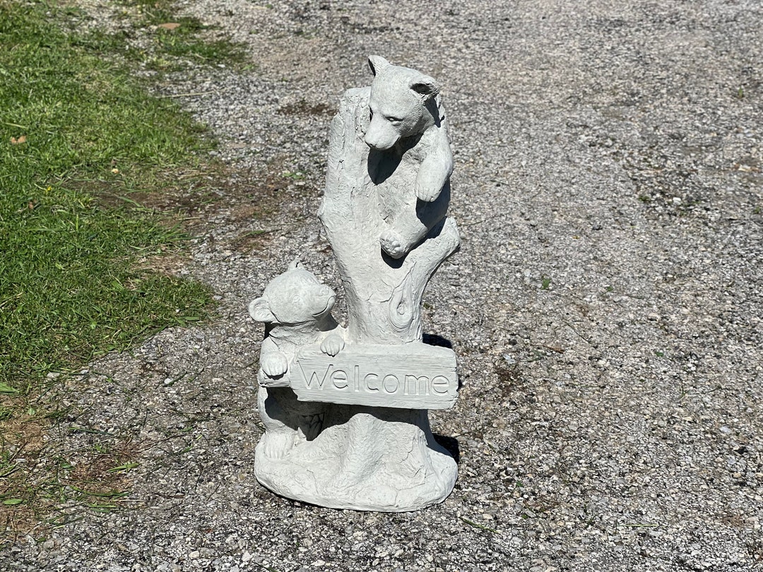 Large Bears Sculpture 35" Concrete Bear Garden Statue Welcome Sign ...
