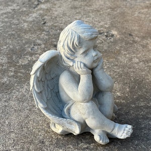 Cute Angel Stone Sculpture Garden Memorial Decoration Concrete Angel ...
