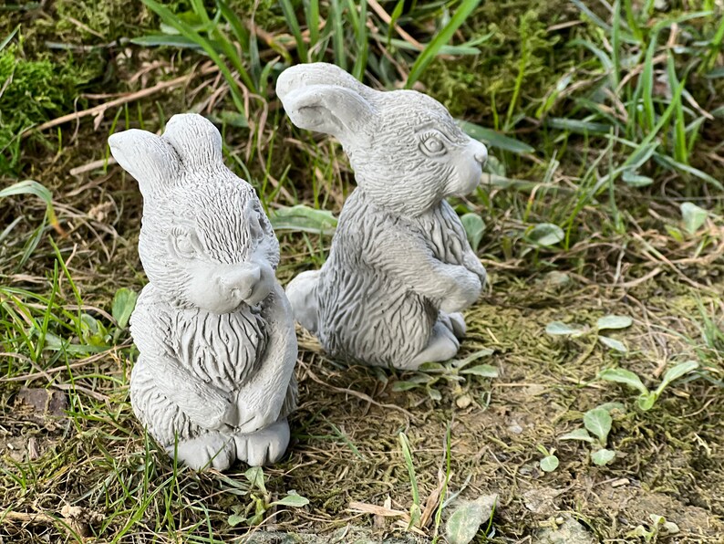 Rabbits Concrete Figurines Rabbit Bunny Garden Figurine Outdoor Stone ...