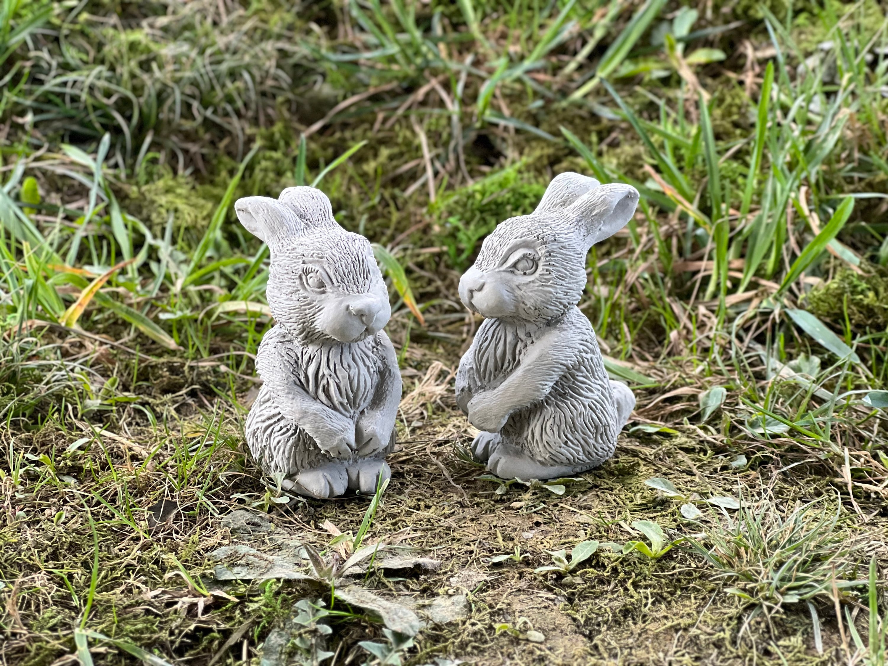 Rabbits Concrete Figurines Rabbit Bunny Garden Figurine Outdoor Stone ...