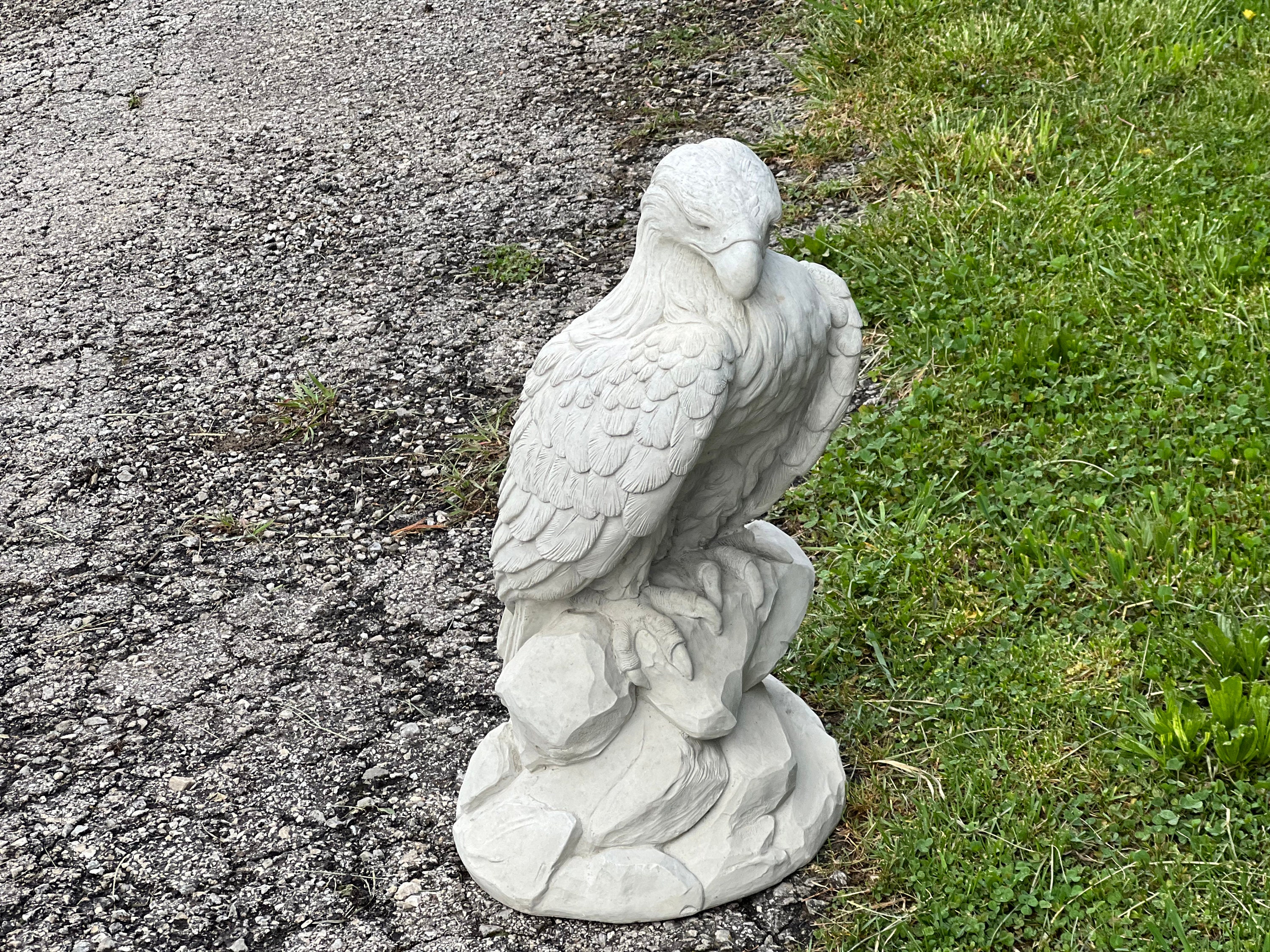 Massive Stone Eagle Statue 30" American Eagle Concrete Sculpture Garden ...