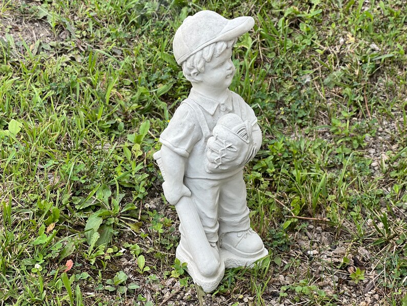 Baseball Billy Statue 19" Concrete Boy Sculpture Realistic Child ...