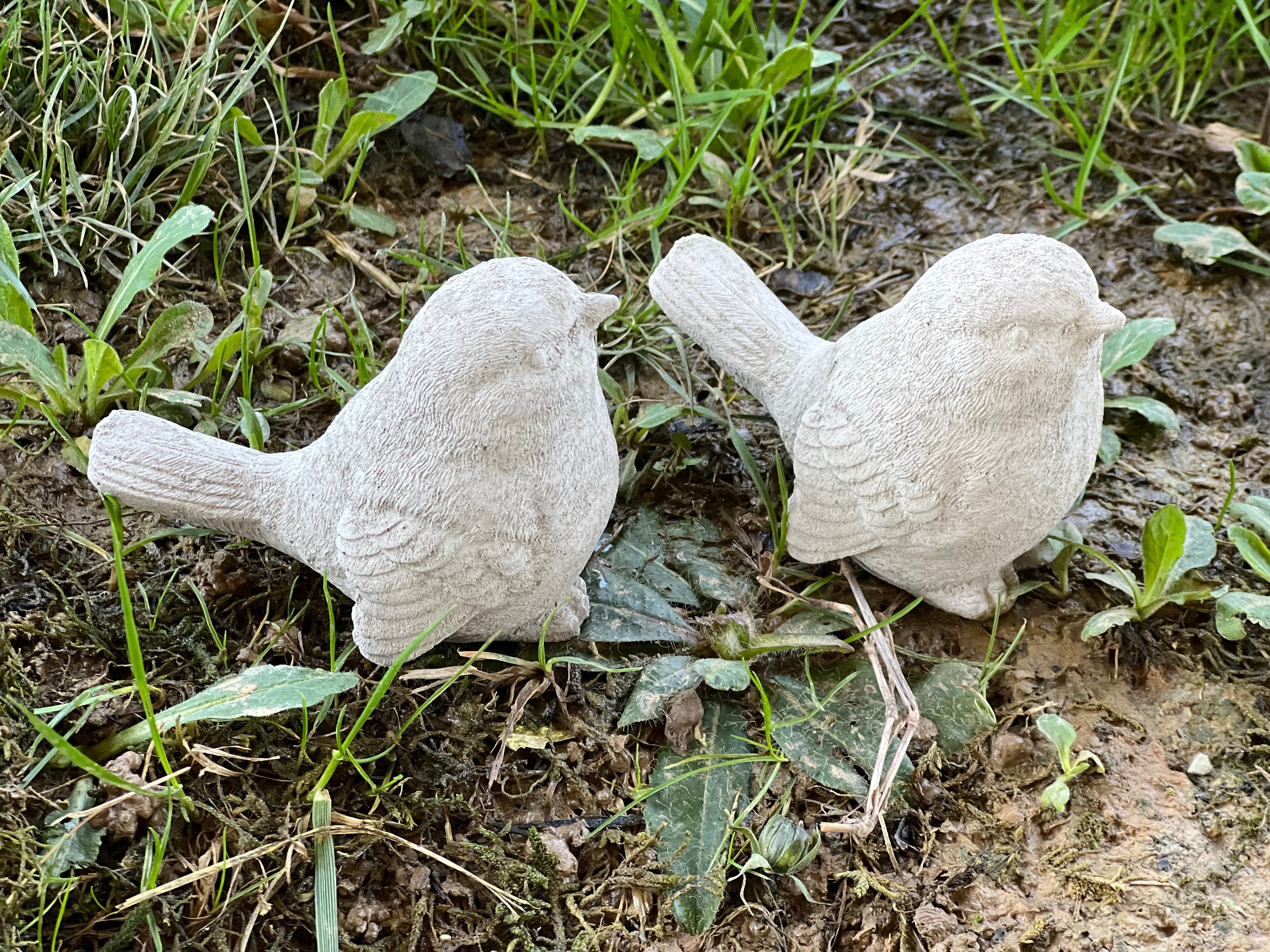 Two Birds Figurines Pair Concrete Bird Statue Little Birds Figures ...