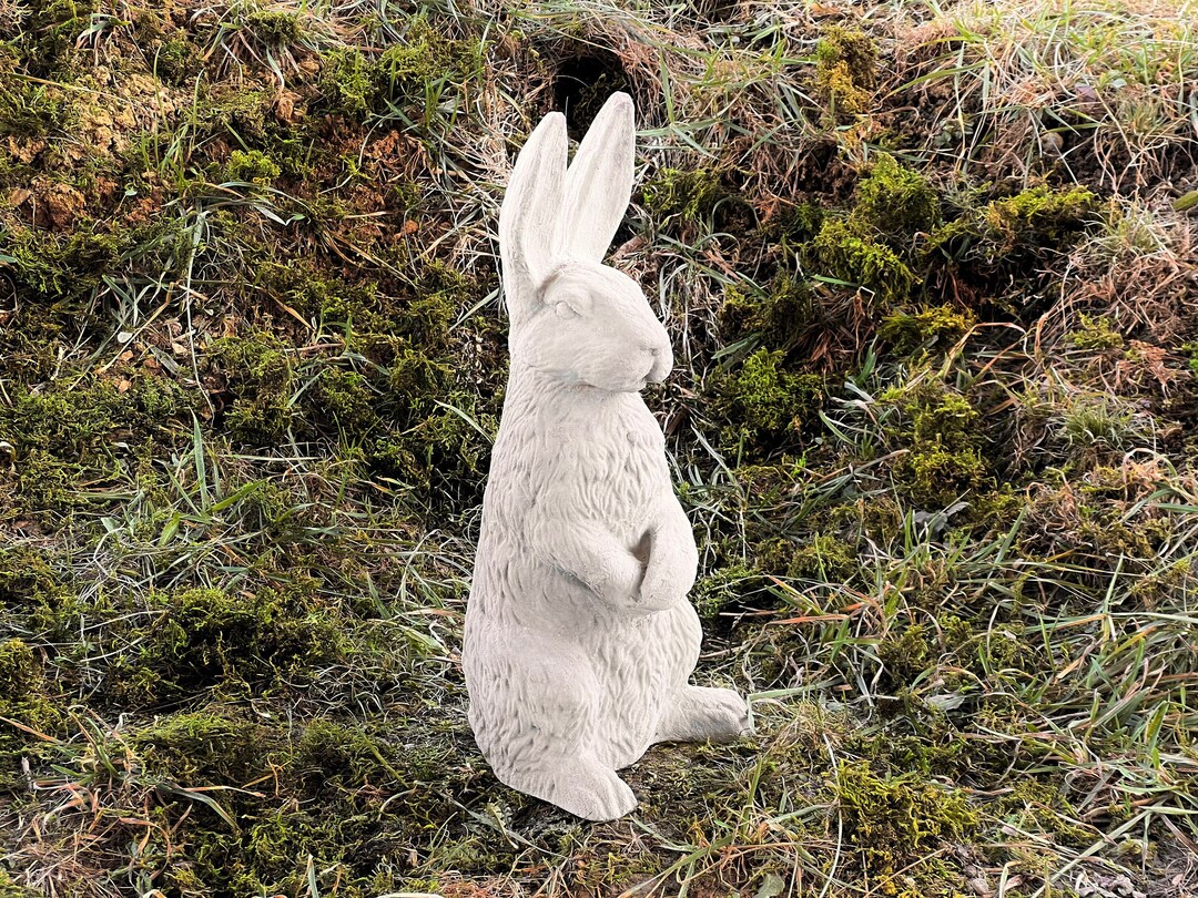 Standing Rabbit Statuary With Big Ears Concrete Bunny Rabbit Garden ...