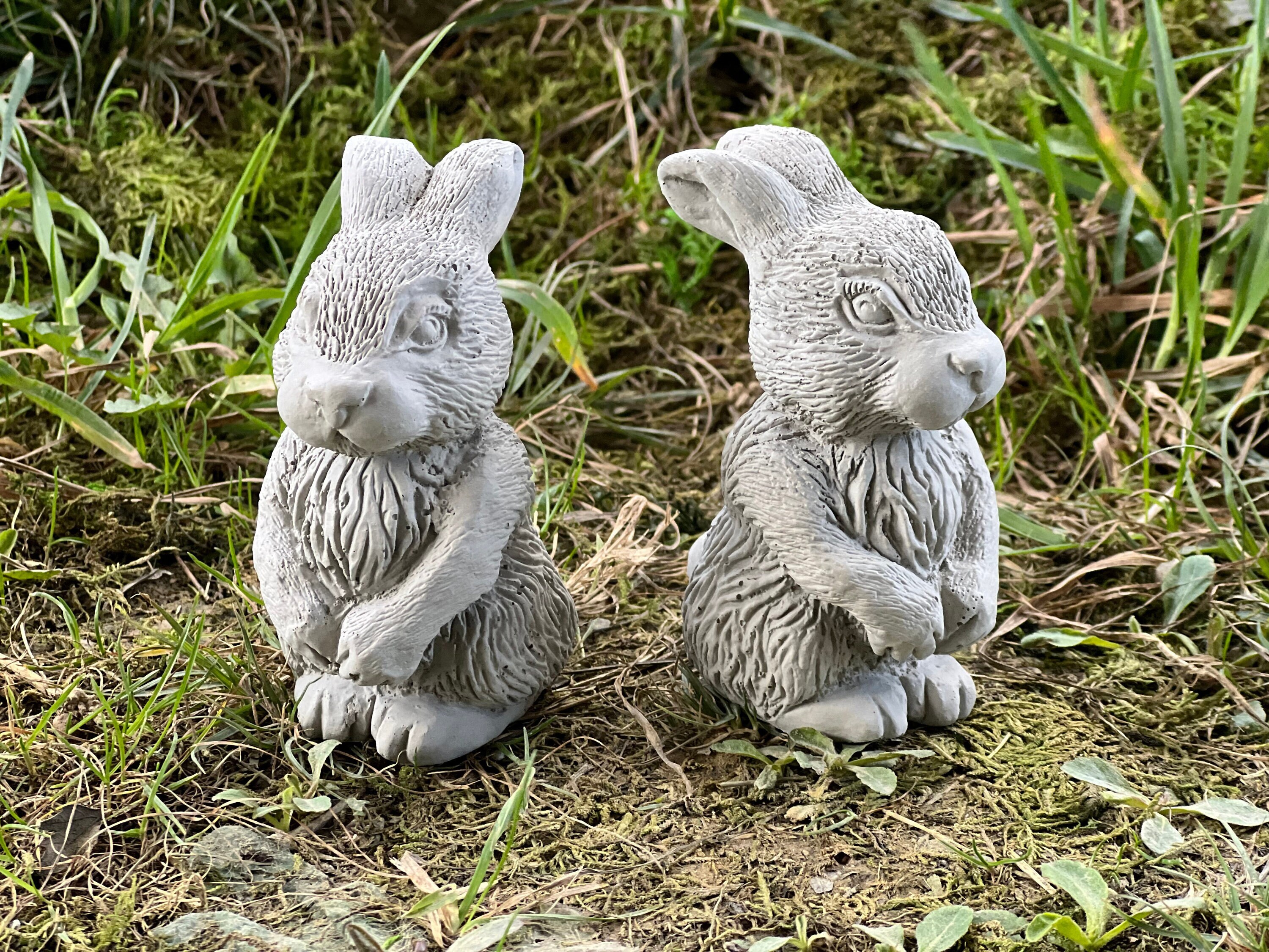 Rabbits Concrete Figurines Rabbit Bunny Garden Figurine Outdoor Stone ...