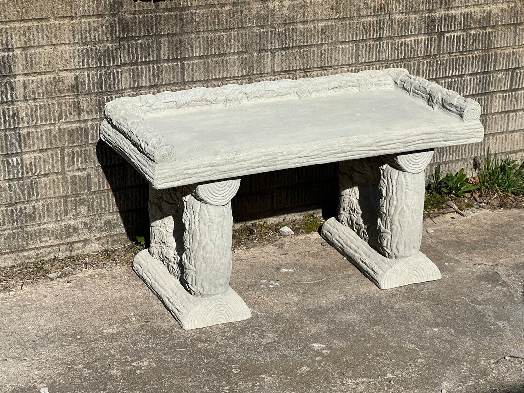 Concrete Bench Stone Solid Sculpture Garden Outdoor Patio Furniture ...