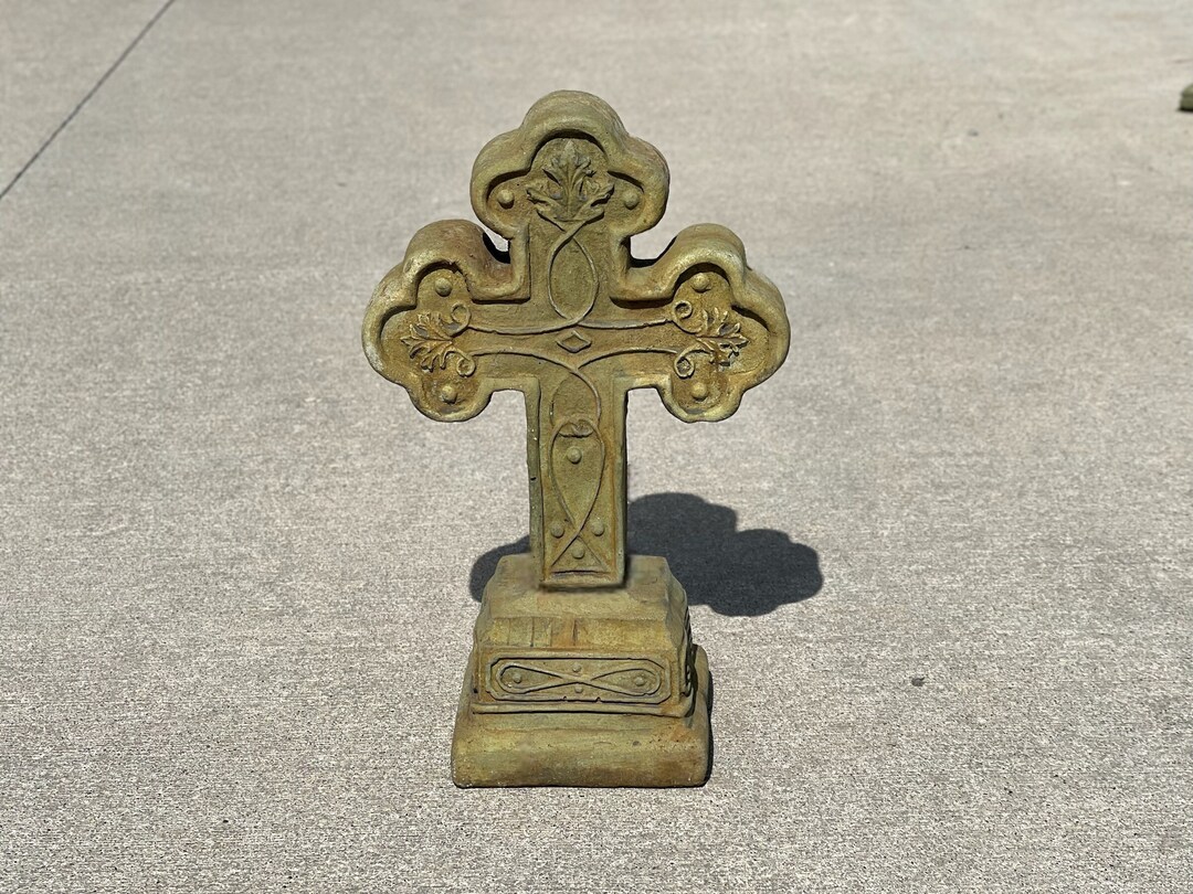 Concrete Cross Garden Statue Christian Religious Outside Stone Grave ...