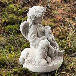 Angel With Lion and Lamb Statue Angel Baby Concrete Sculpture Grave ...
