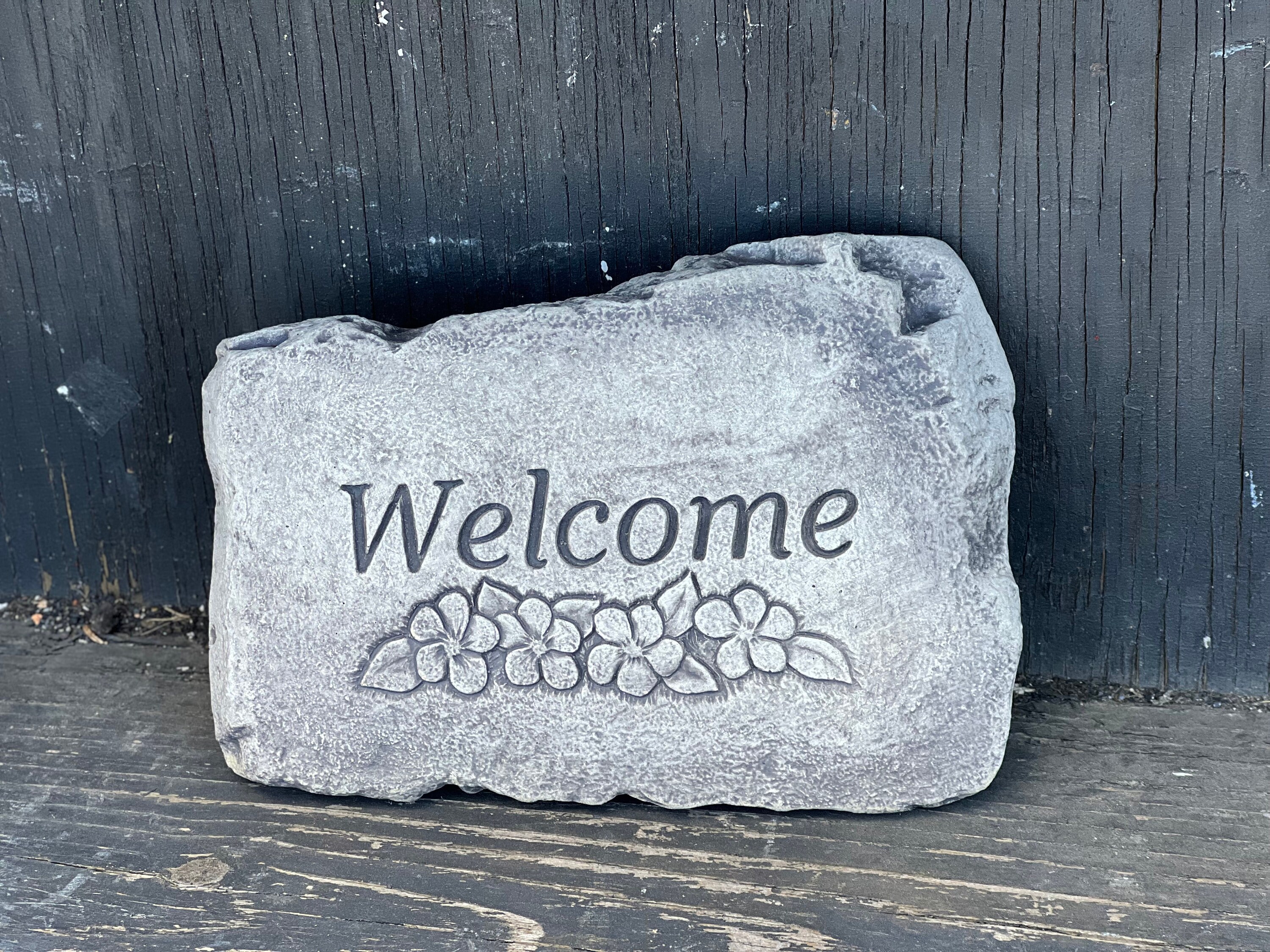 Welcome Statue Concrete Welcome Sign Figurine Engraved Stone Farmhouse ...