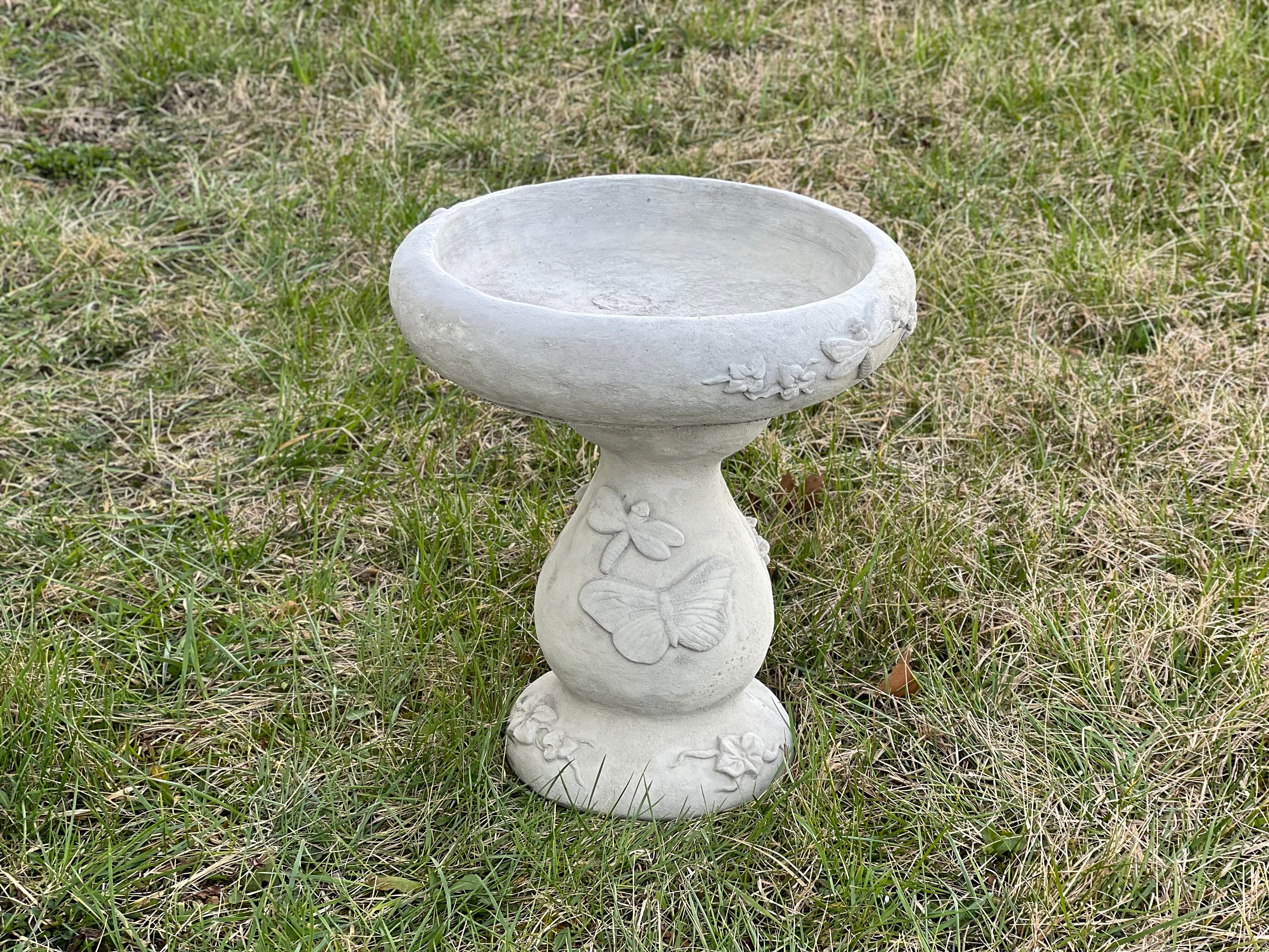 Garden Bird Bath Outdoor Concrete Bird Feeder Statue Bowl and Pedestal ...