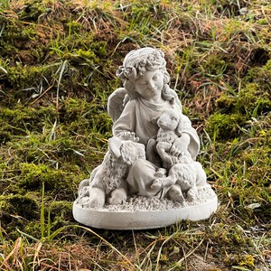 Angel With Lion and Lamb Statue Angel Baby Concrete Sculpture Grave ...