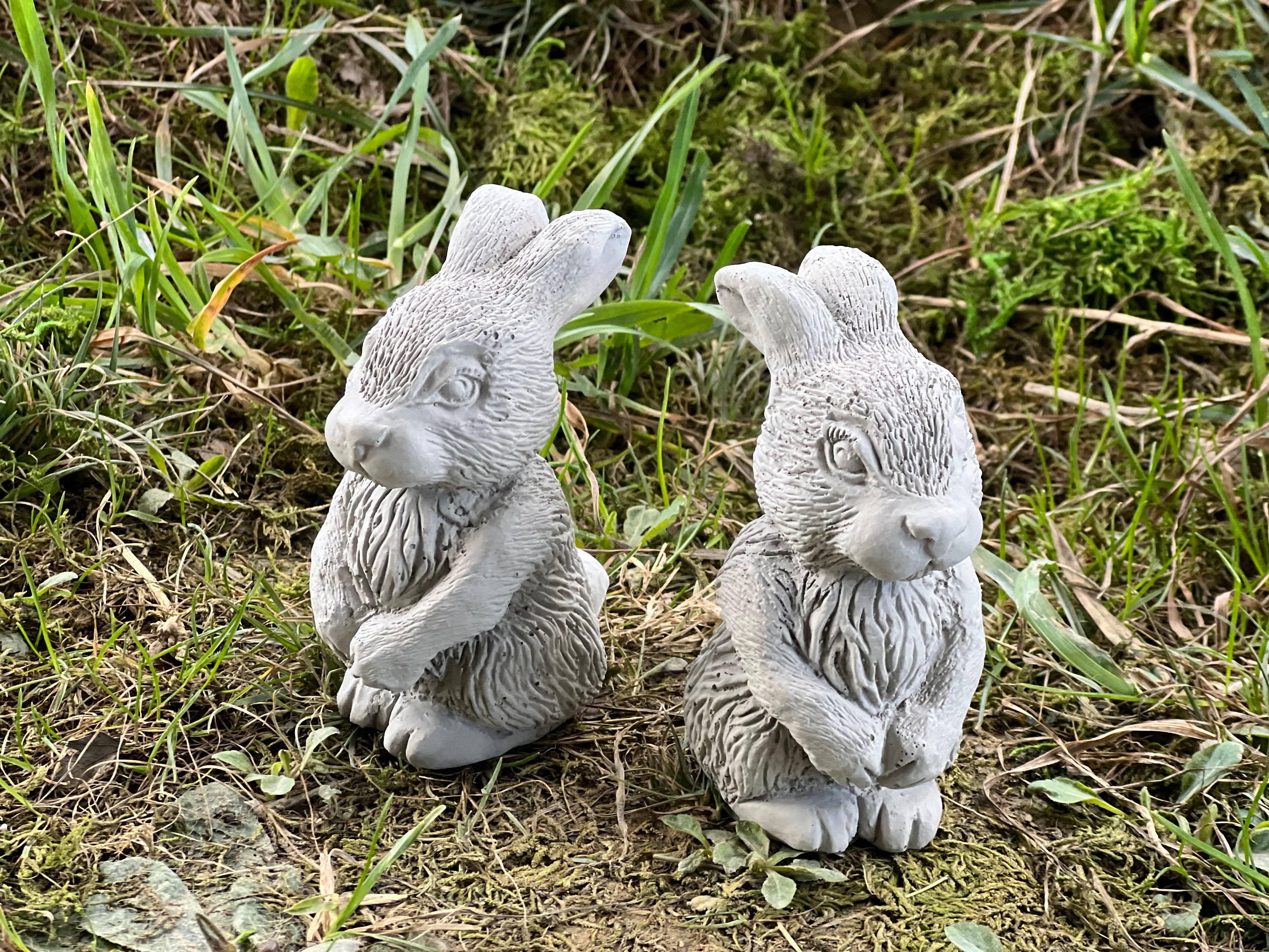 Rabbits Concrete Figurines Rabbit Bunny Garden Figurine Outdoor Stone ...