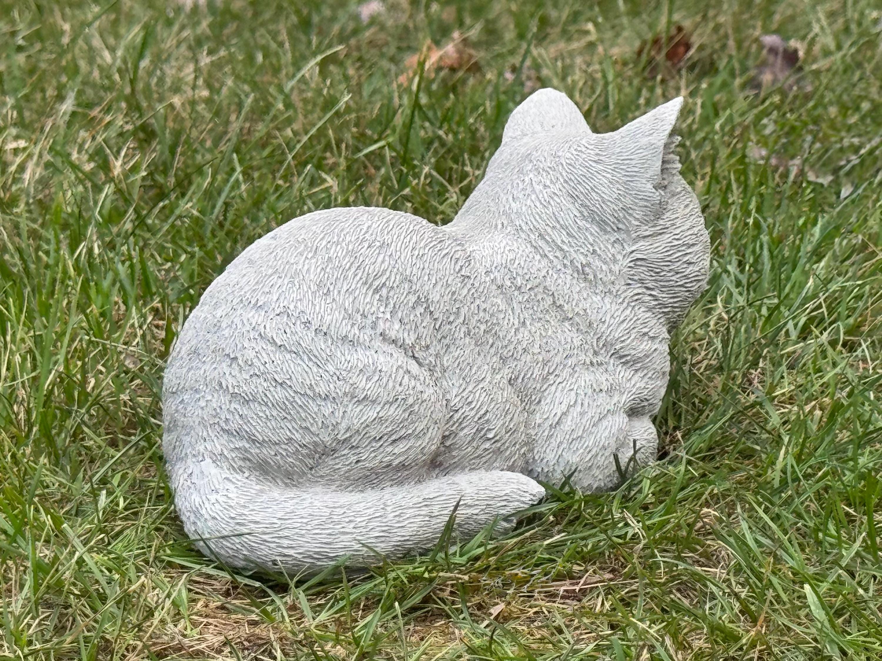 Concrete Cat Memorial Statue – Sitting Kitty Garden Sculpture Solid ...