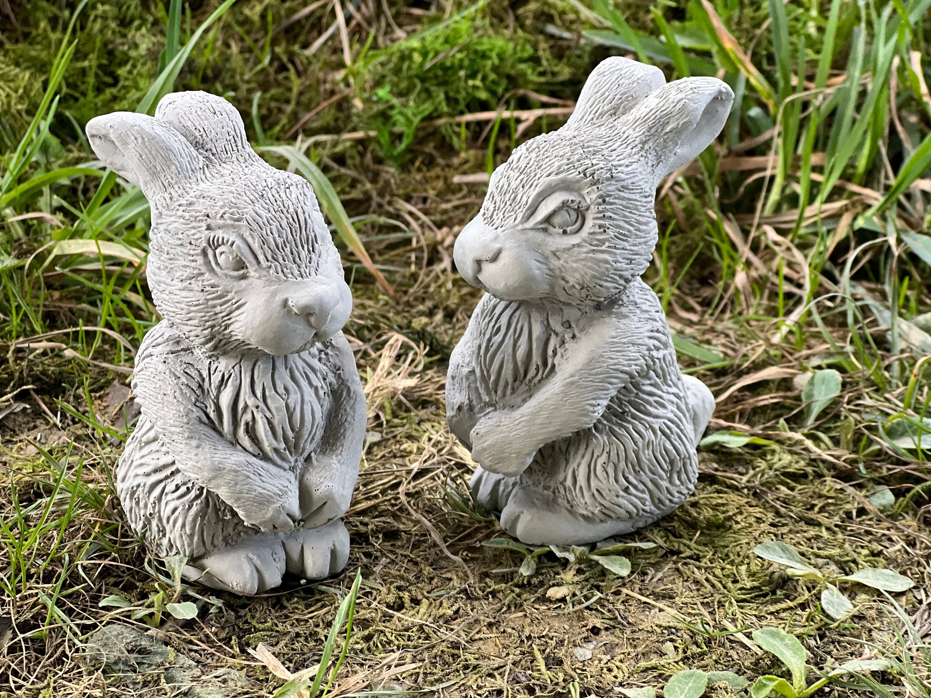 Rabbits Concrete Figurines Rabbit Bunny Garden Figurine Outdoor Stone ...