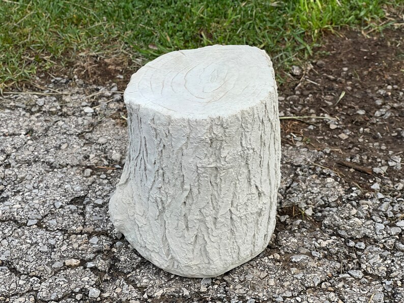 Wood Stump Concrete Statue 12" Tree Stump Sculpture Pedestal Cement ...