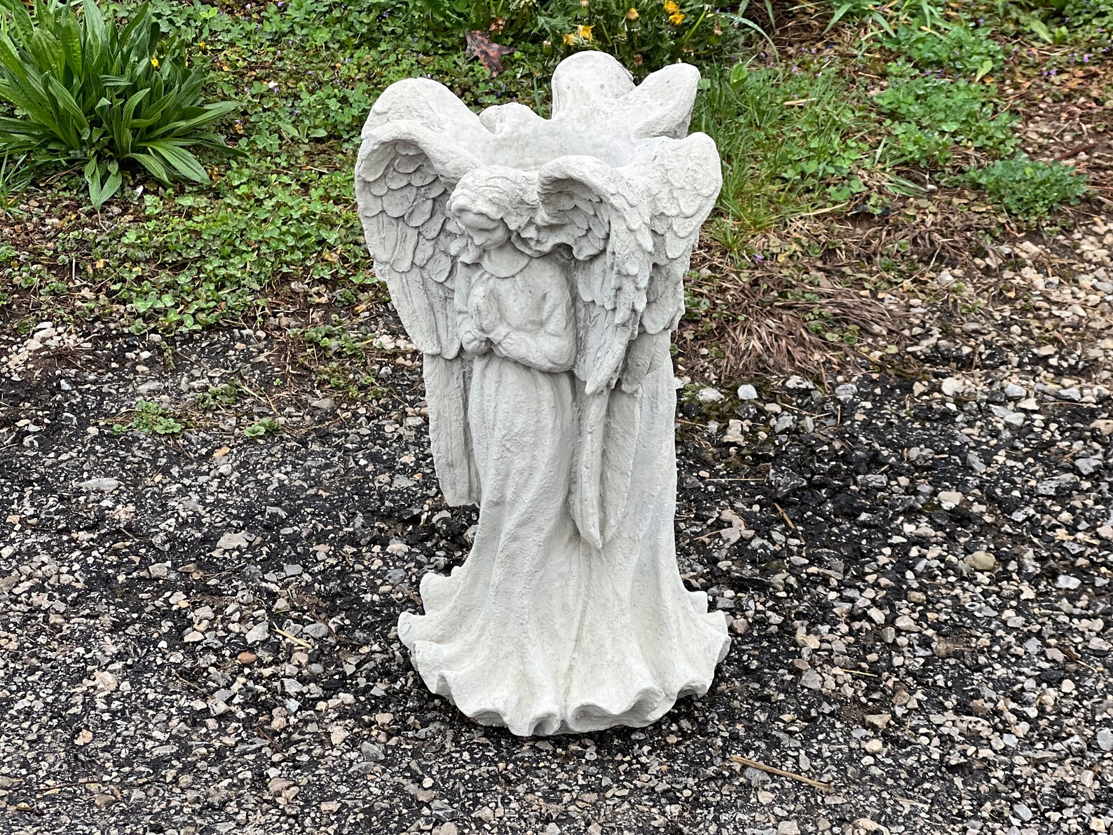 Garden Angels Statue Concrete Three Angels Sculpture Cherub Stone ...