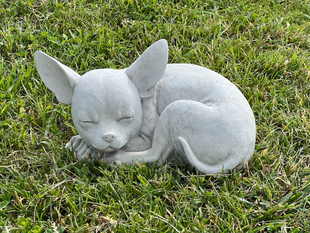 Concrete Chihuahua Garden Statue Sleeping Chihuahua Dog Figure Stone ...