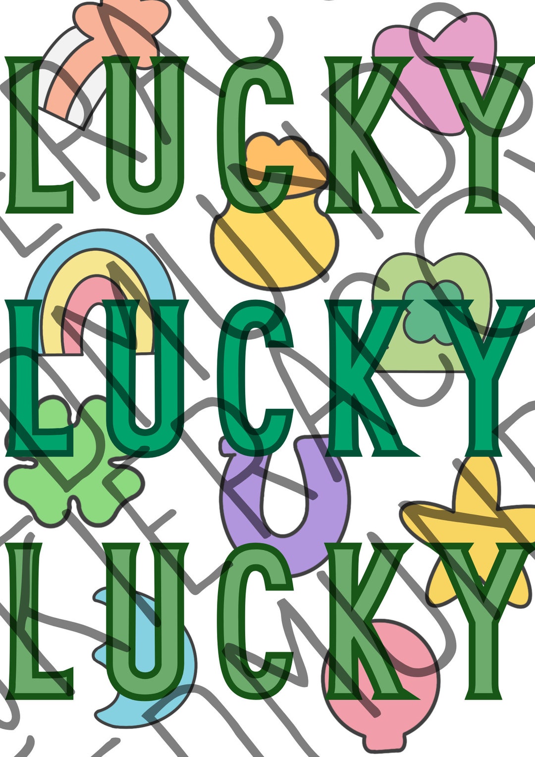 Lucky Three Charms Digital Download - White + Transparent Background - Etsy