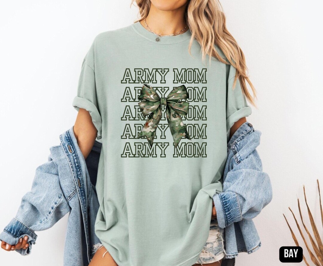 Army Mom Camo Bow T-shirt - Military Mom Shirt, Mom Shirt, Mother's Day ...