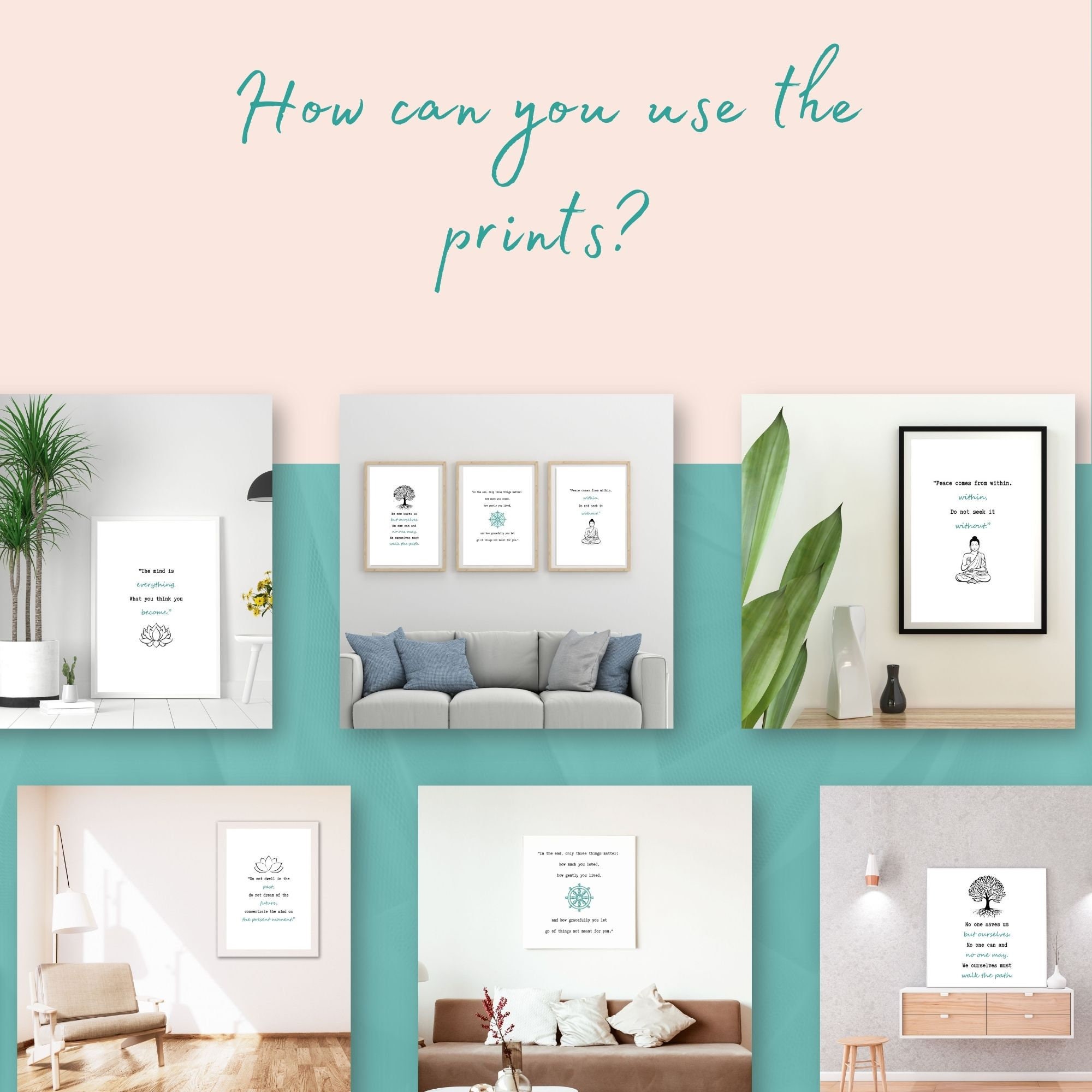 Buddha Quotes Digital Art - Set of 6 Printables - Mindfullness Quotes ...