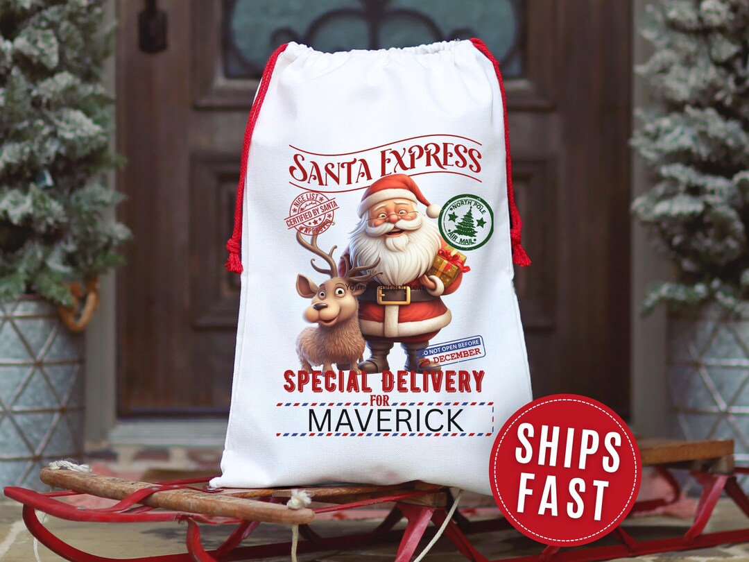 Special Delivery Santa Bag, Custom Reindeer Christmas Santa Bag for ...
