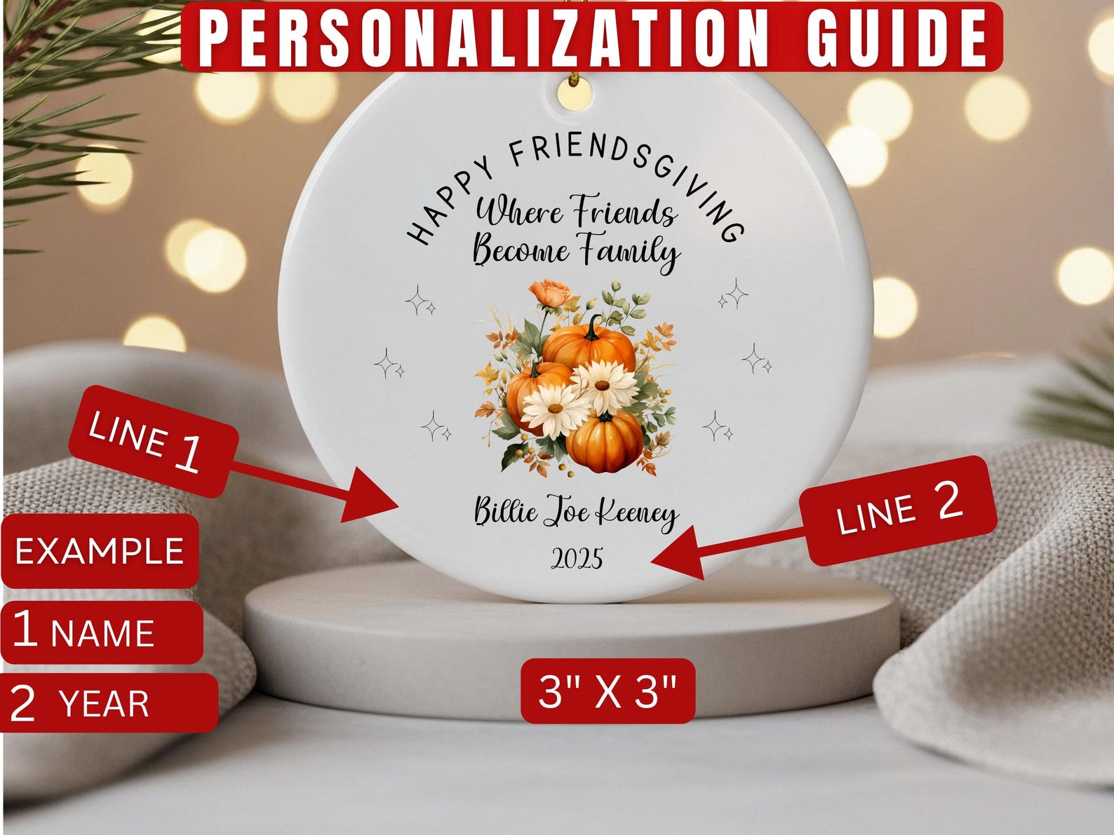 Friendsgiving Ornament, Personalized Ornament for Best Friend, Custom ...
