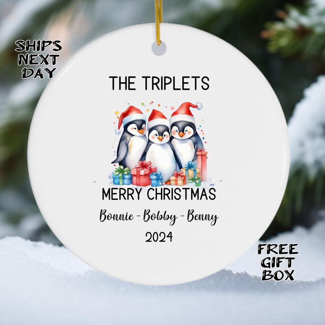 Triplets Christmas Ornament, Personalized Ornament for Triplets, Custom ...