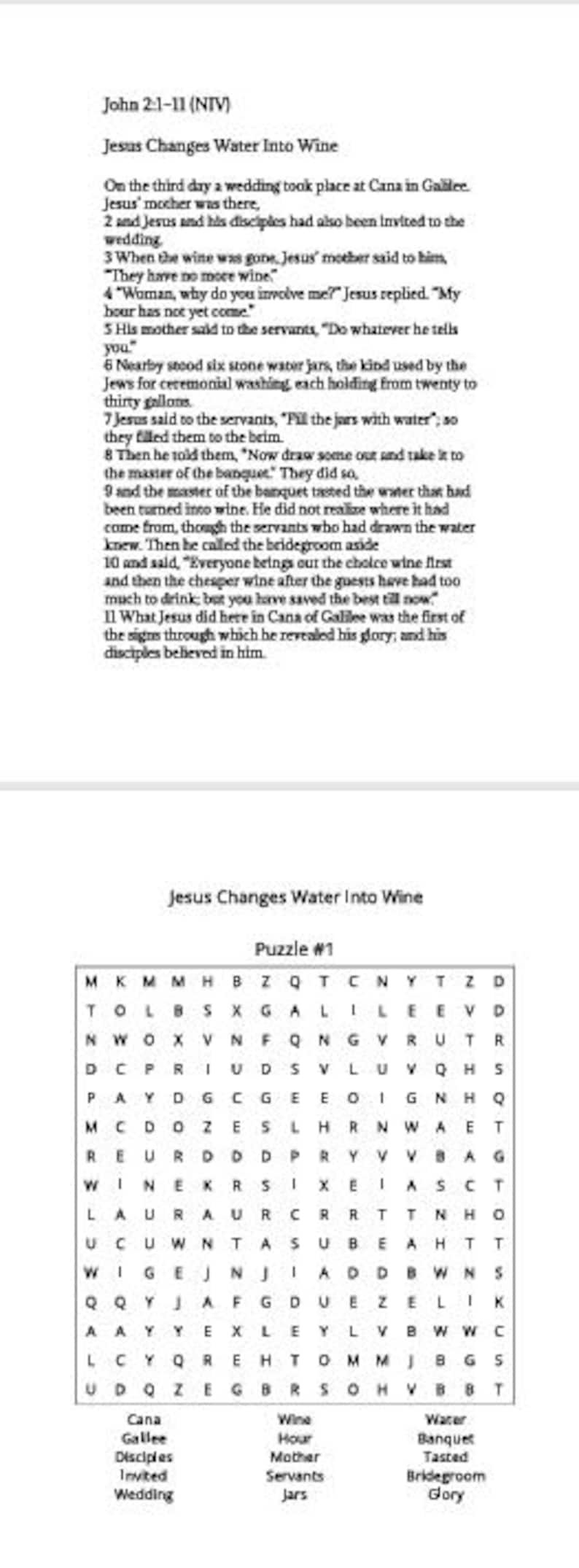 Miracles of Jesus Word Search Digital Download - Etsy