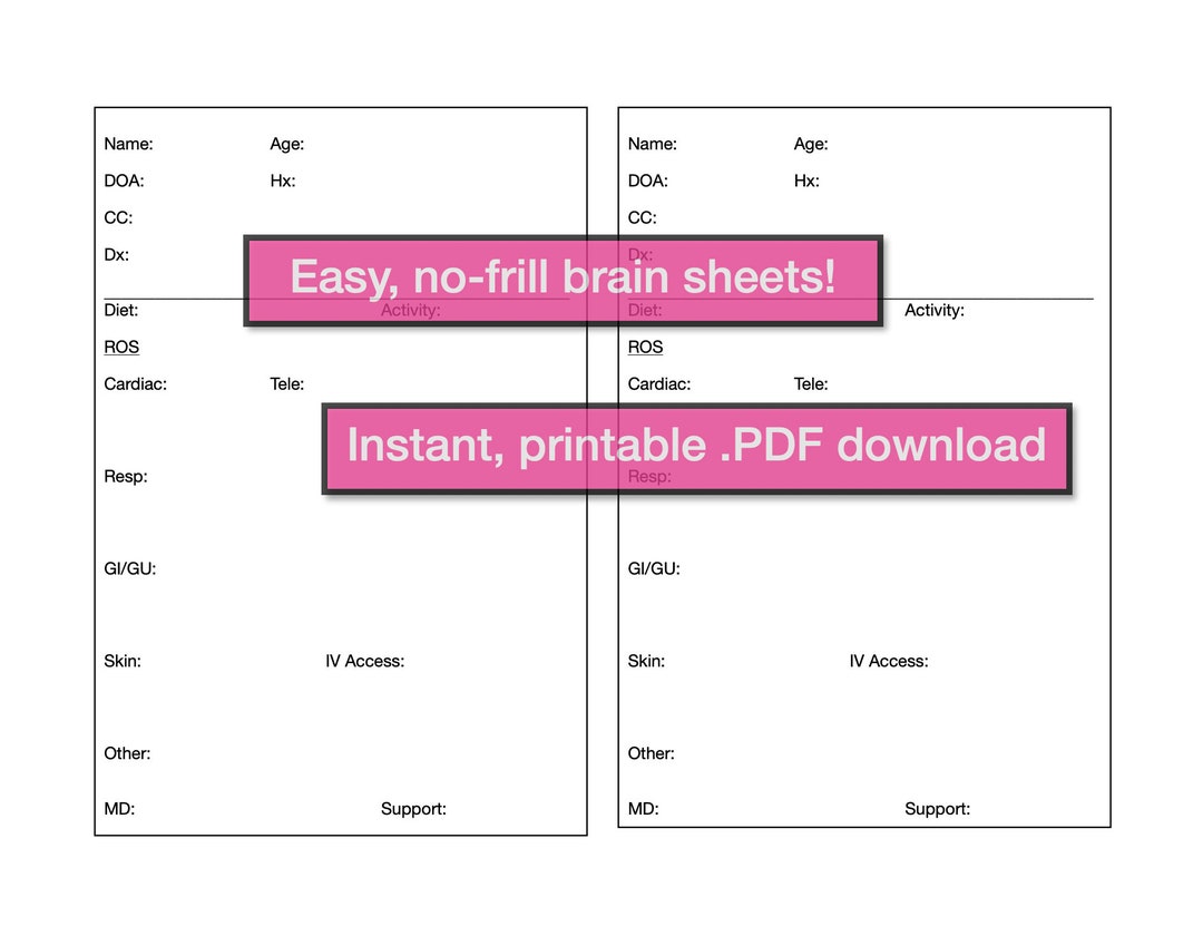 Easy, No-frills RN Brain Sheet - Etsy