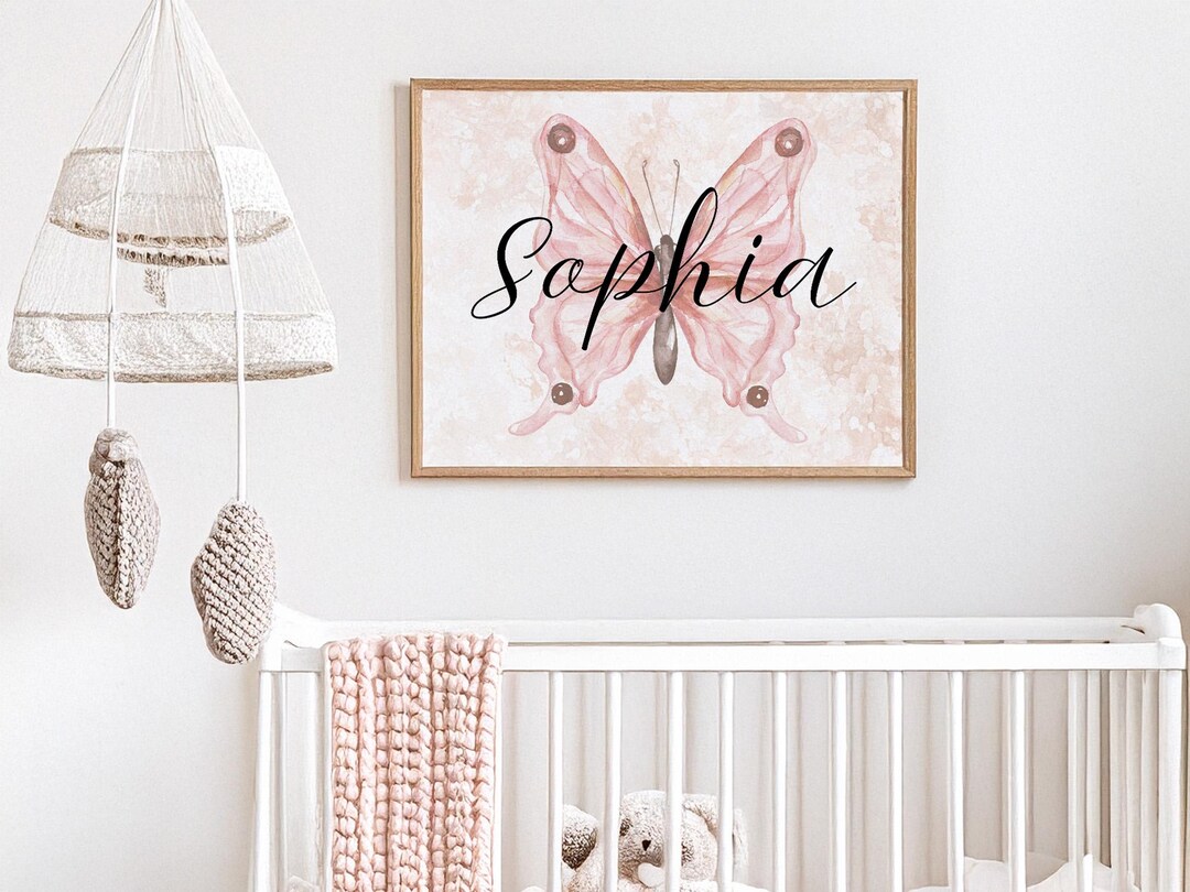 Personalized Butterfly Name Print | Custom Girl Name Wall Art | Pink ...