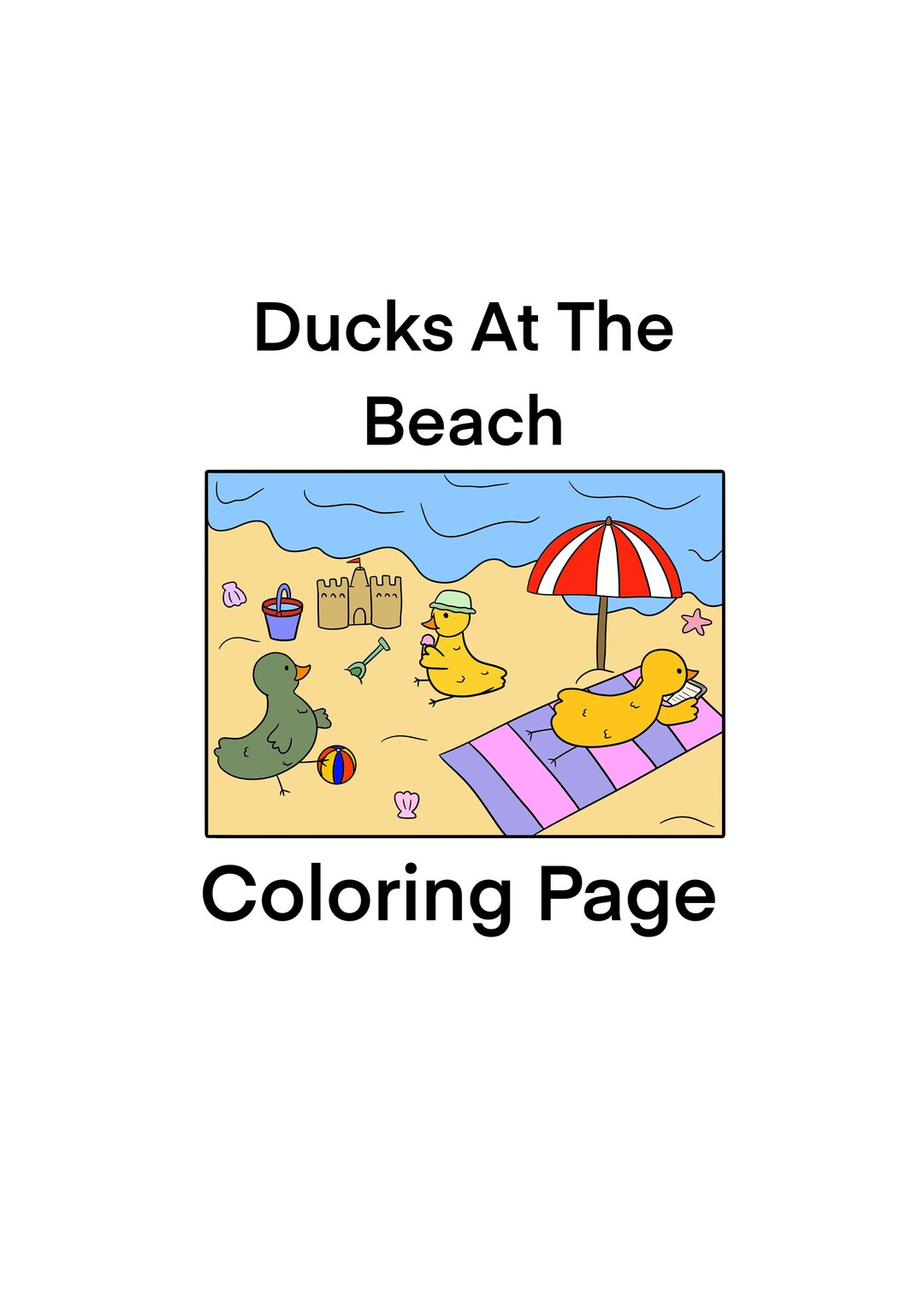 Ducks at the Beach Coloring Page - Etsy