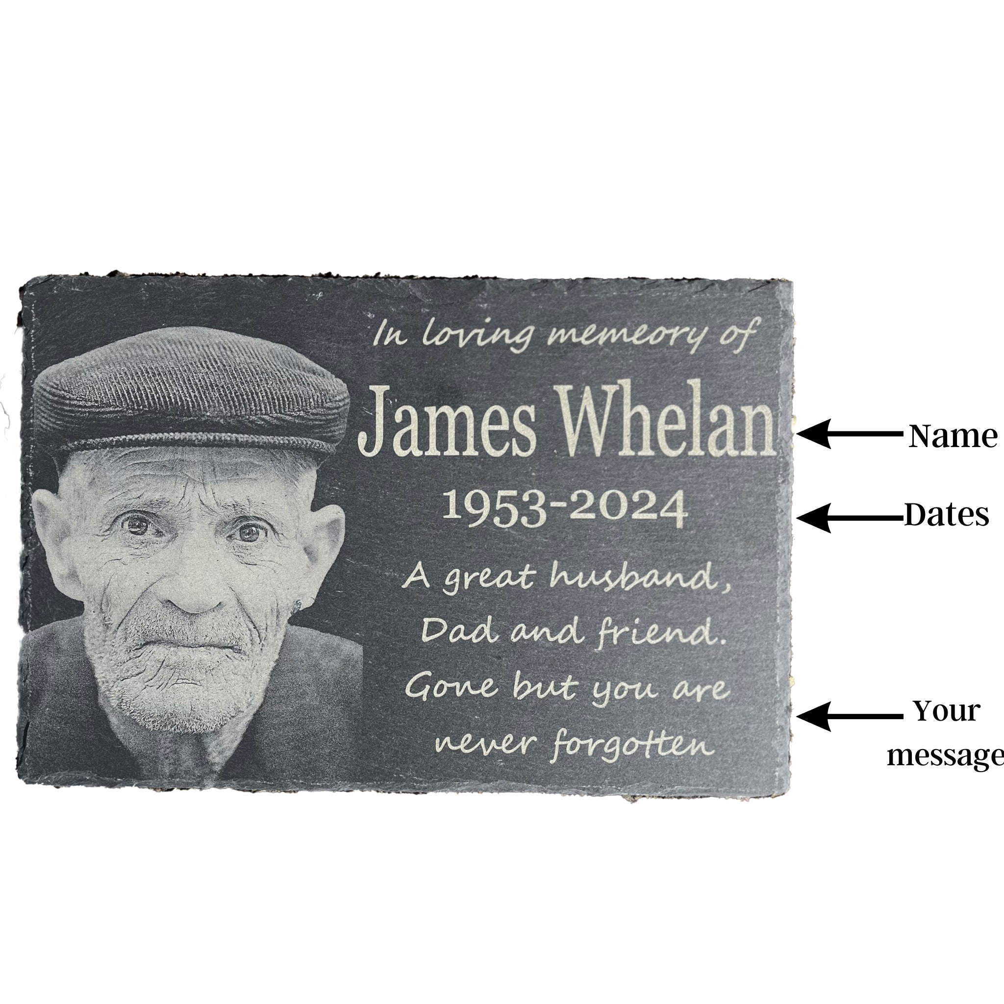 Slate Memorial Laser Engraved Grave Marker Memorial Plaque Custom Grave ...