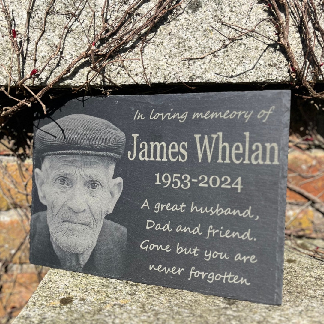 Slate Memorial Laser Engraved Grave Marker Memorial Plaque Custom Grave ...