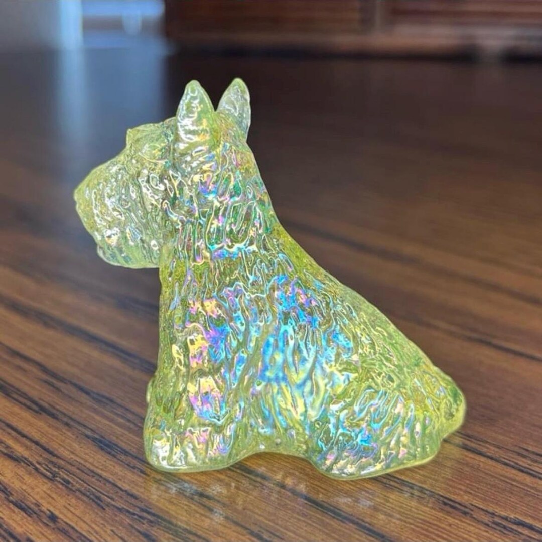Boyd Glass Carnival Vaseline Glass Duke Scottie - Etsy