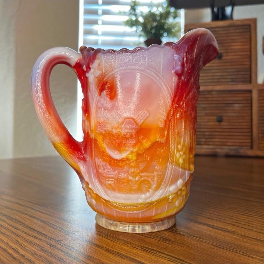 Imperial Vintage Slag Glass Windmill Pitcher Glows - Etsy