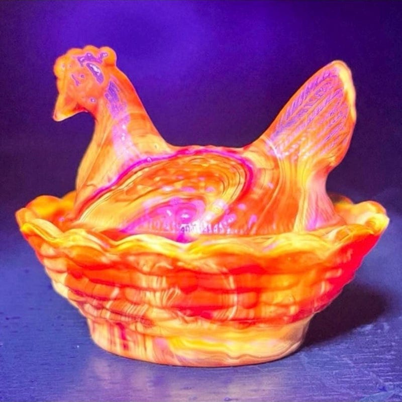 Glass Hen on Nest - Etsy