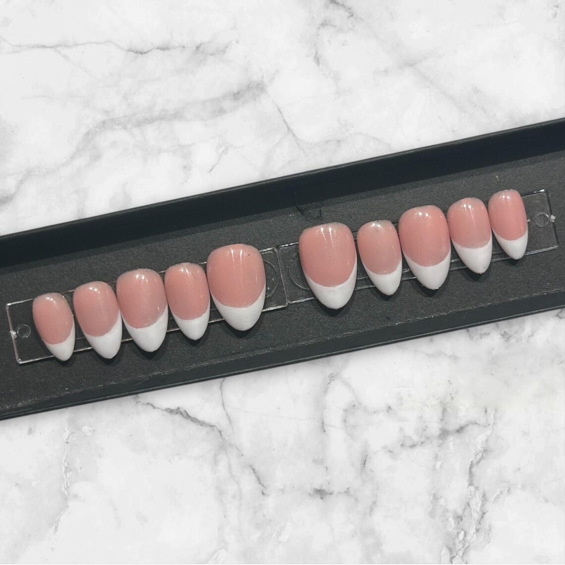 French Manicure Press on Nails Set - Elegant French Tips - Reusable ...
