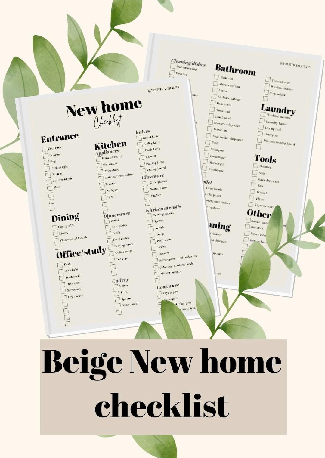 New Home Checklist Essentials Checklist First Home Checklist Instant ...