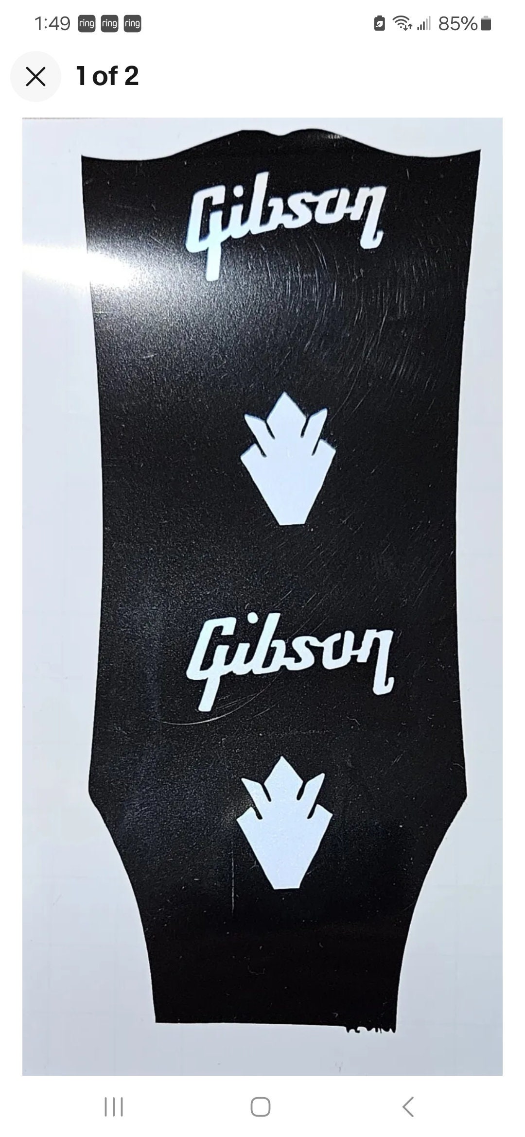 2 Gibson Headstock Logos & 2 Crown White Pearl Metallic Die-cut Vinyl ...