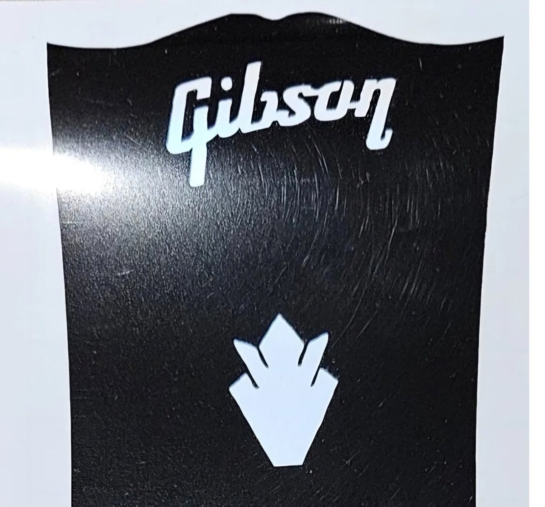 1 Gibson Headstock Logo & 1 Crown White Pearl Die-cut Vinyl. USA Decal ...