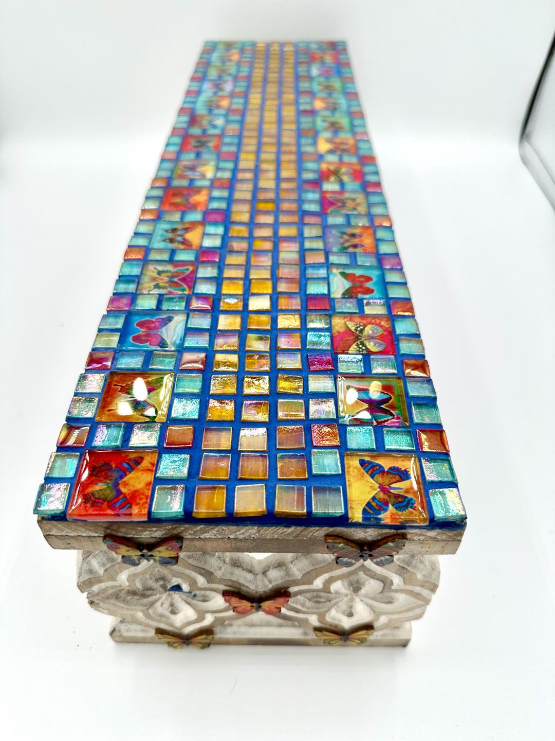 Butterflly "summertime" Mosaic Shelf or Riser - Etsy