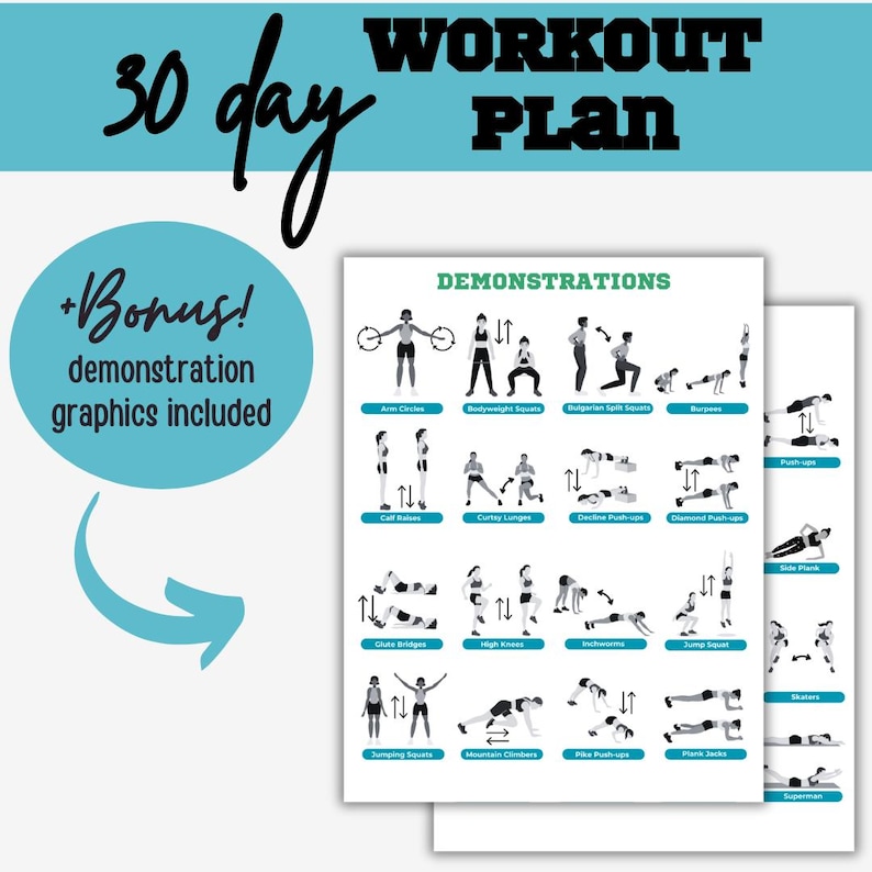 30 Day Workout Plan No Equipment | Home Fitness Guide | Full Body ...