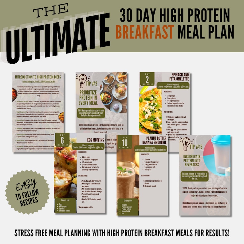 30 Day High Protein Recipe Meal Plan Book | Healthy Weight Loss ...