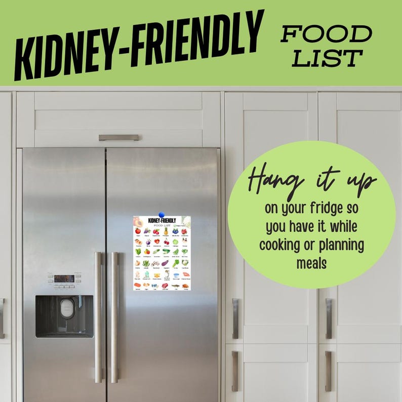 Kidney Friendly Food List Chart, Low Potassium Renal Diet Cheat Sheet ...