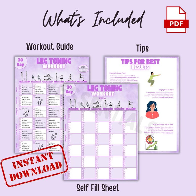 30 Day No Equipment Leg Workout Challenge | Home Fitness Plan for Toned ...